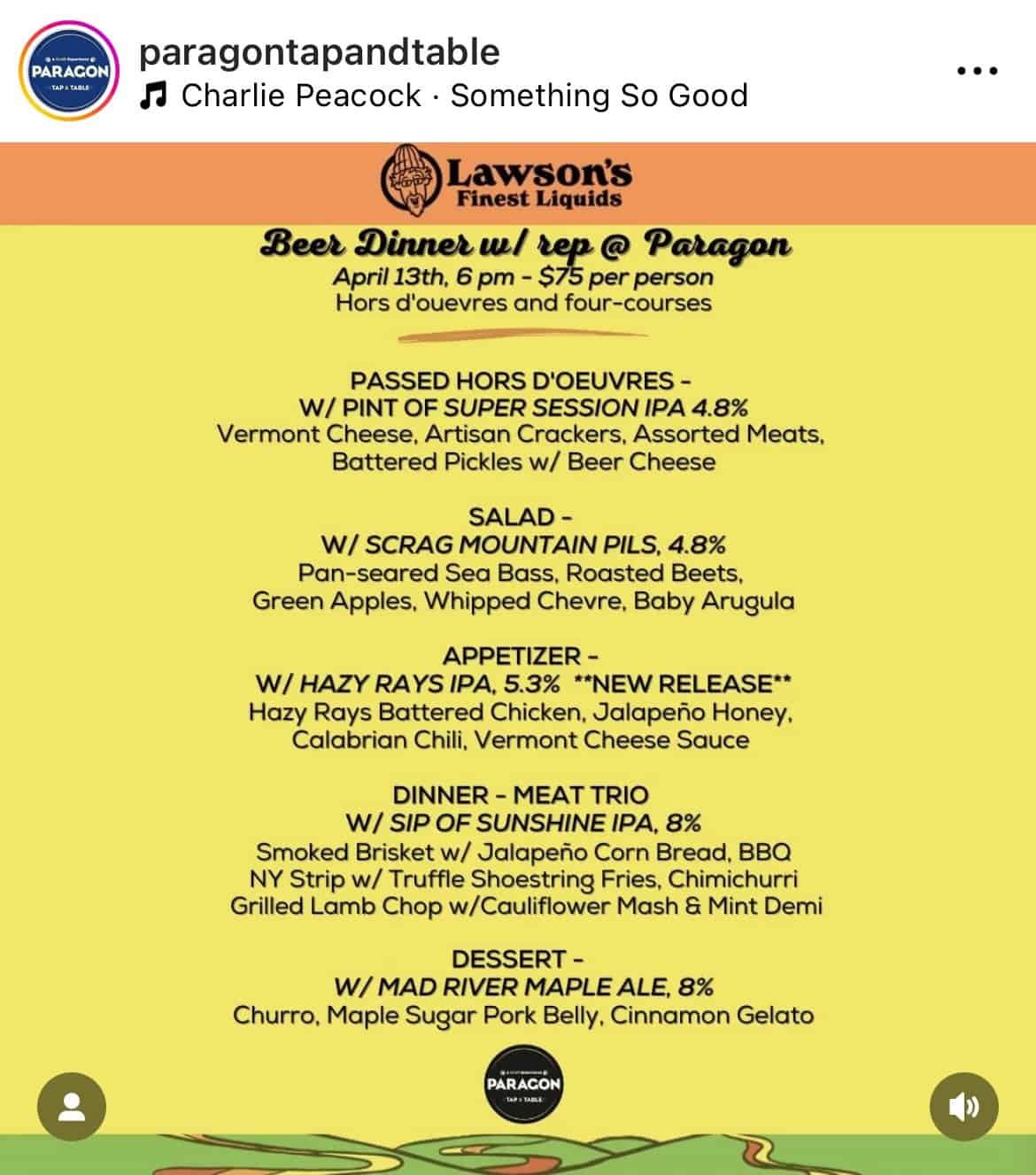 Lawson’s Finest Beer Dinner at Paragon | NJCB | Your resource for beer ...