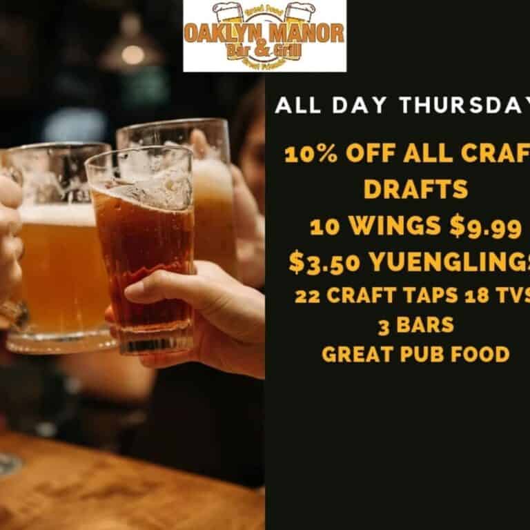 Thursday 10% off all craft drafts at Oaklyn Manor | NJCB | Your ...